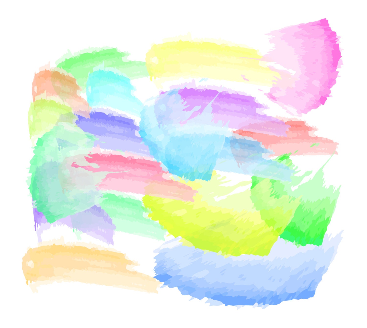 Digital Watercolor Clipart Paint Strokes Blobs Shapes Scrapbooking Clip ...