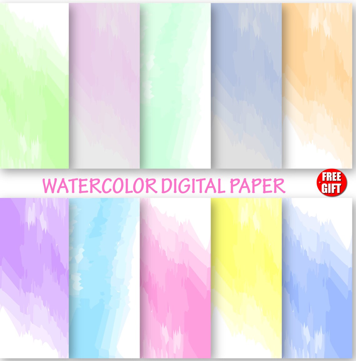 Watercolor Digital Paper Water Color Wallpaper Ombre DIY - Etsy