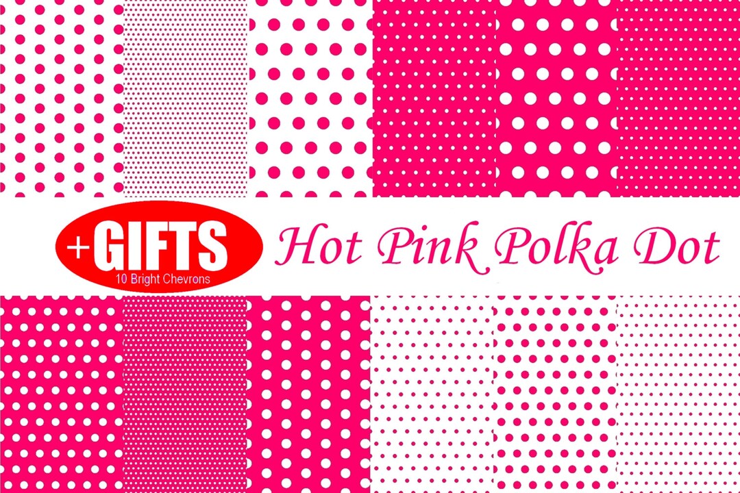 Hot Pink Polka Dot Hot Pink Digital Paper HOT PINK Decor Pink ...