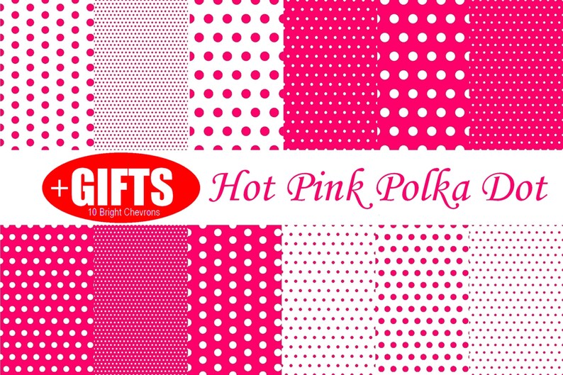 Hot Pink Polka Dot Hot Pink Digital Paper HOT PINK Decor Pink ...