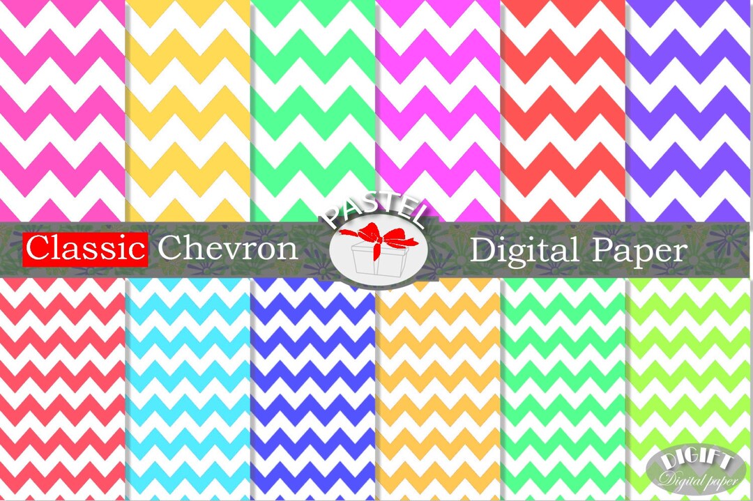 Pastel Chevron Digital Paper Set (12"x12") - Etsy