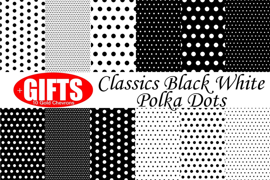Classic Black and White Polka Dot Digital Paper Scrapbook Printable ...