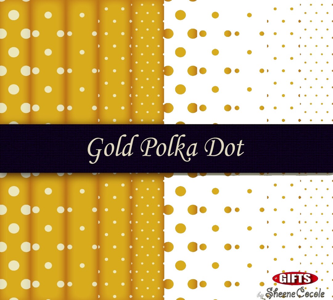 Classic Gold Polka Dot Digital Paper Gold Print Scrapbook Background ...