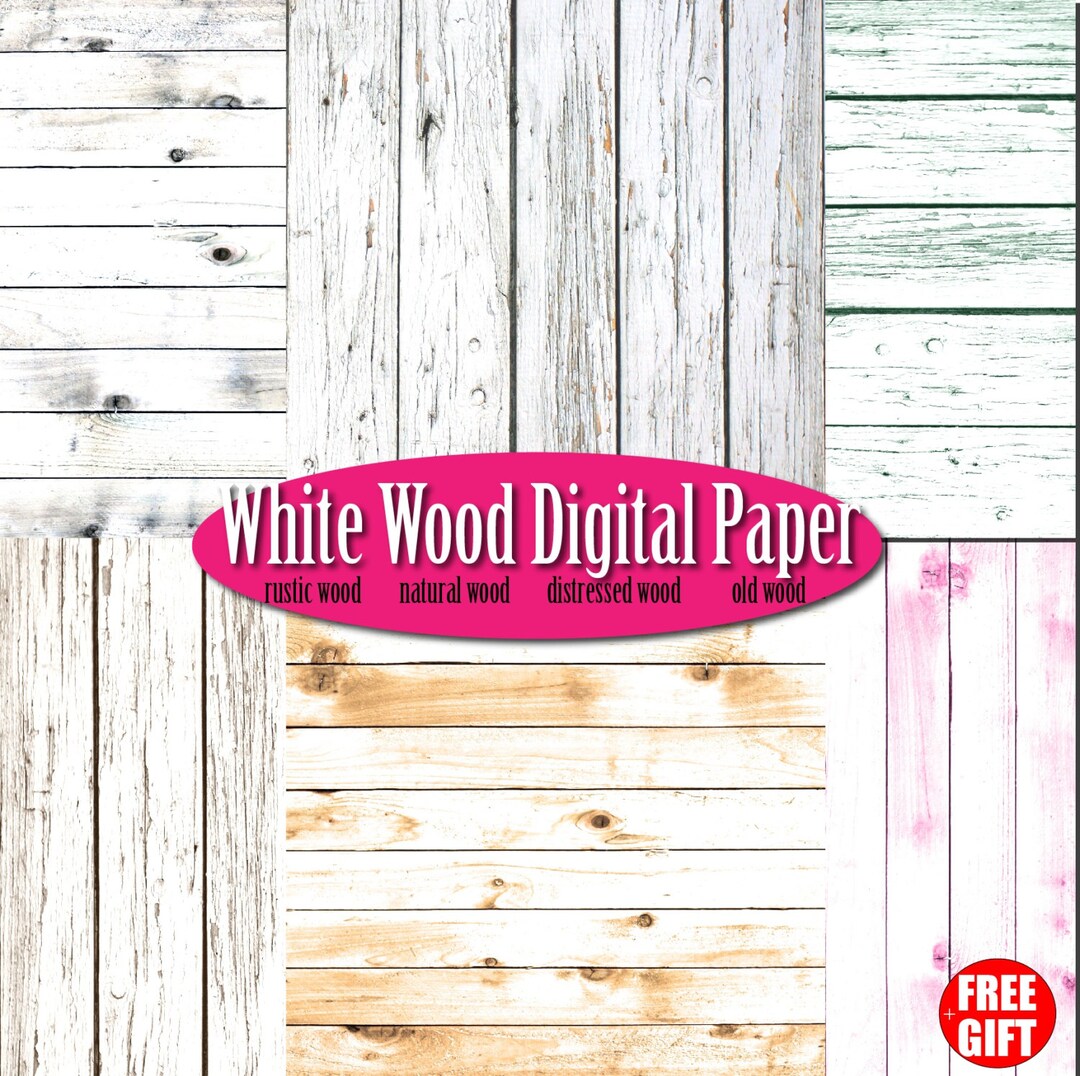 White Wood Digital Paper Rustic Wood Wall Art Scrapbook Wood Digital ...