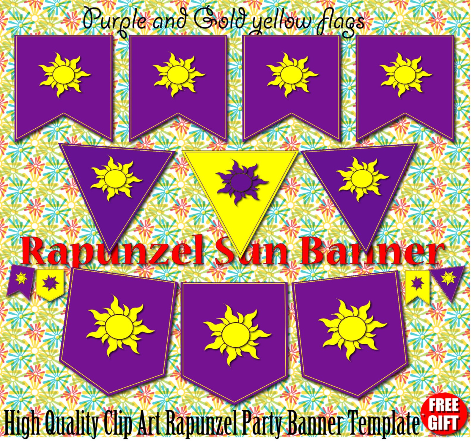 Rapunzel Banner Rapunzel Flags Rapunzel Party Printable Rapunzel ...