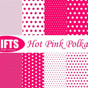 Hot Pink Polka Dot Hot Pink Digital Paper HOT PINK Decor Pink ...
