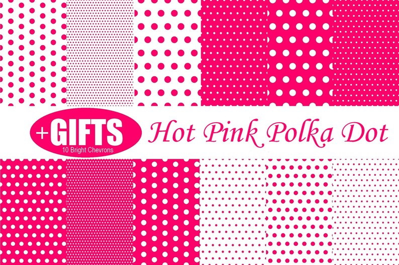 Hot Pink Polka Dot Hot Pink Digital Paper HOT PINK Decor Pink ...
