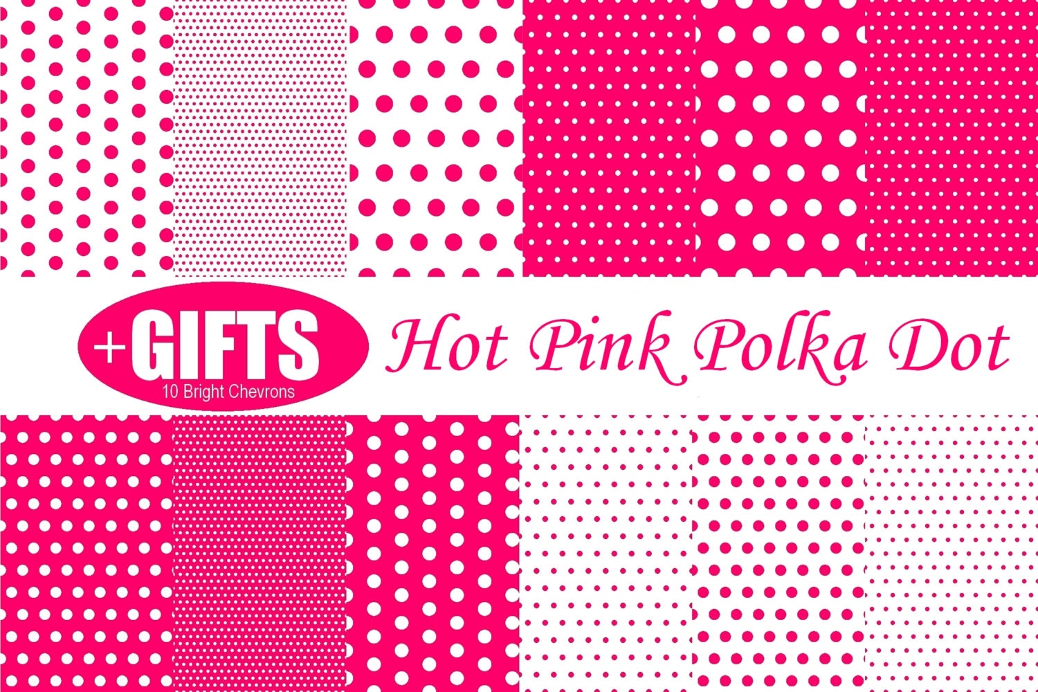 Hot Pink Polka Dot Hot Pink Digital Paper HOT PINK Decor Pink ...