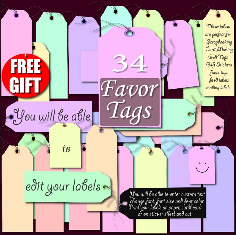 Stickers Digital Label Clip Art Printable Sticker Pack Tag - Etsy