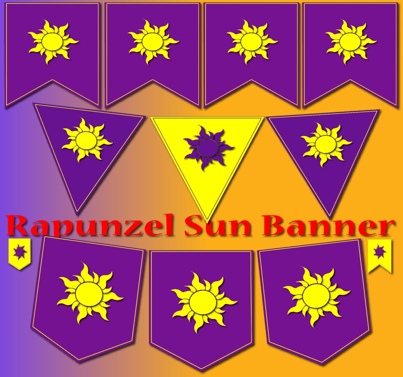 Rapunzel Banner Rapunzel Flags Rapunzel Party Printable Rapunzel ...
