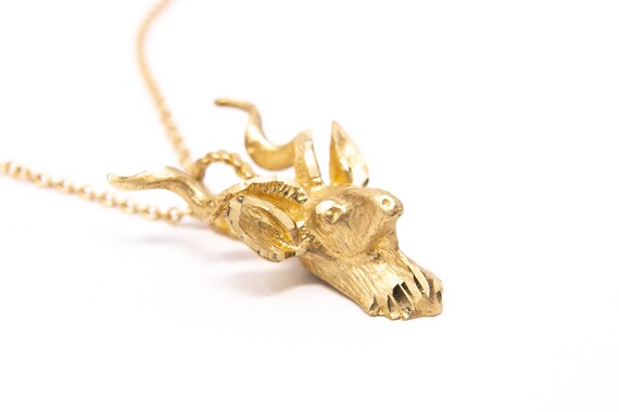 Antique Sold Gold Elk Head Pendant 14k Yellow Gold - Gem