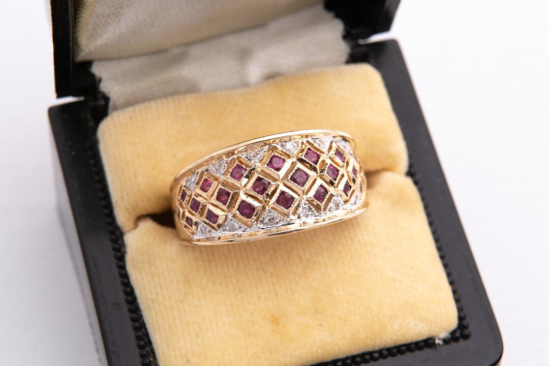 Estate Ruby Ring Diamond Accents Vintage Yellow Gold Ruby Ring - Etsy