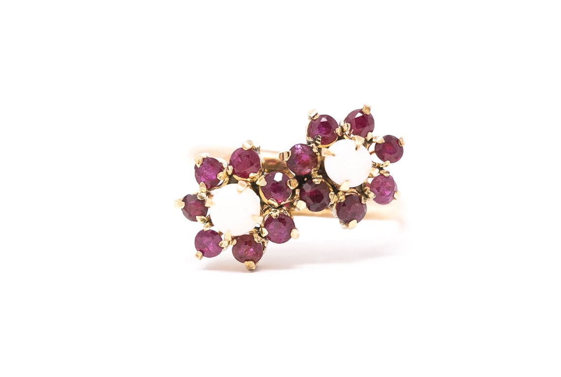 Ruby and Opal Vintage Ring 18k Yellow Gold Antique Ruby and - Etsy