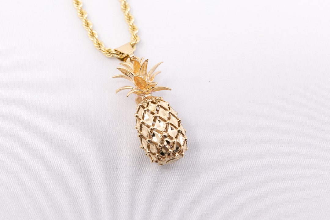 Estate Gold Pineapple Pendant - Vintage Pineapple Jewelry - Etsy