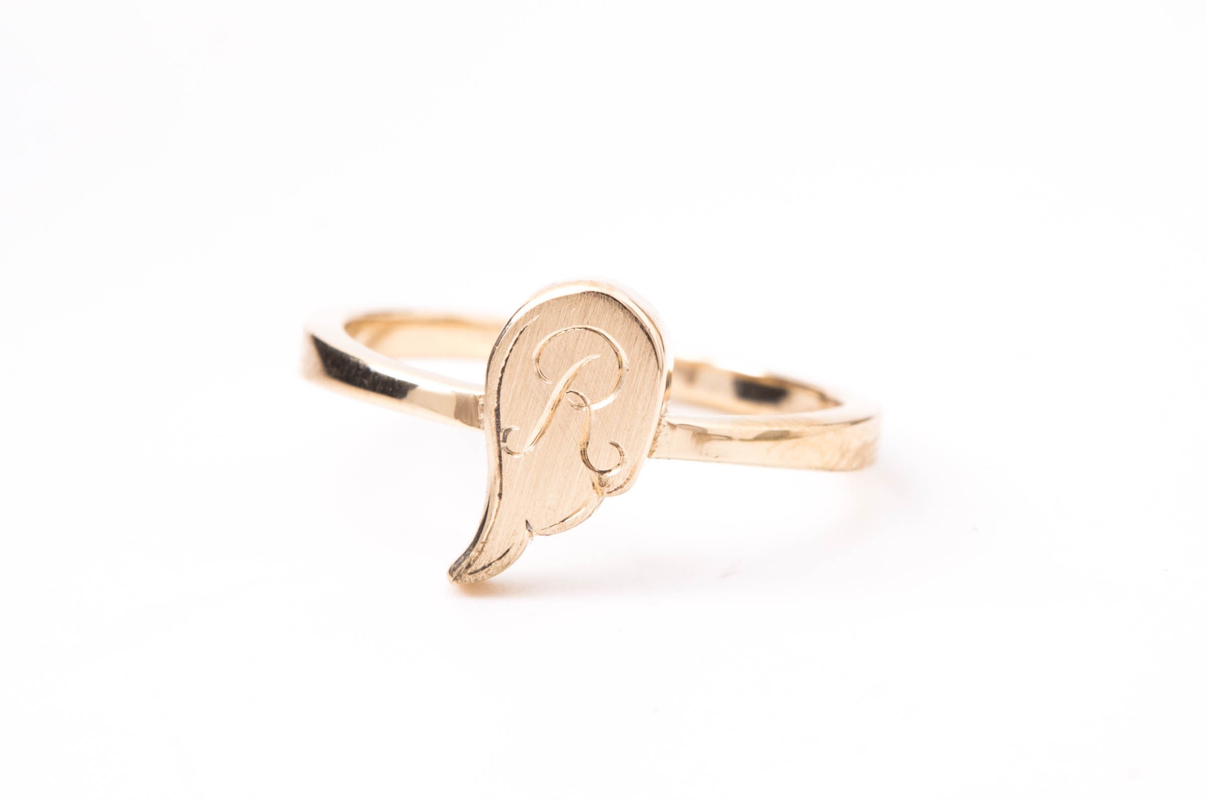 Letter R Signet Ring - Angel Wing Signet Ring - Angel Wing Jewelry ...
