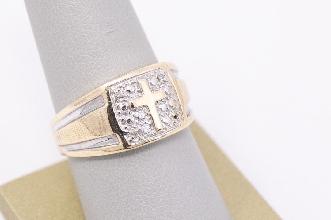 Estate Gold Cross Ring - 10k Yellow Gold Cross Band - Etsy