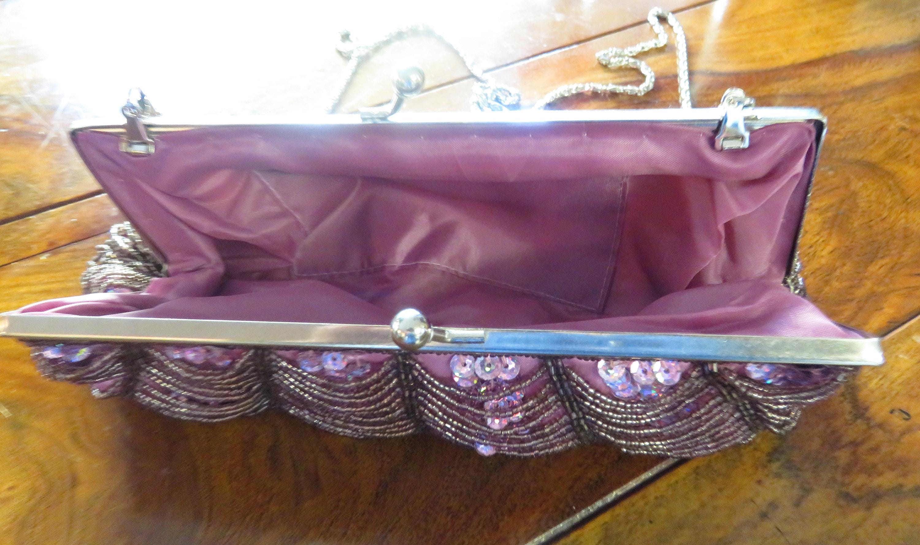 Gorgeous Purple Beaded Evening Purse Accented With Flat Sequins - Etsy