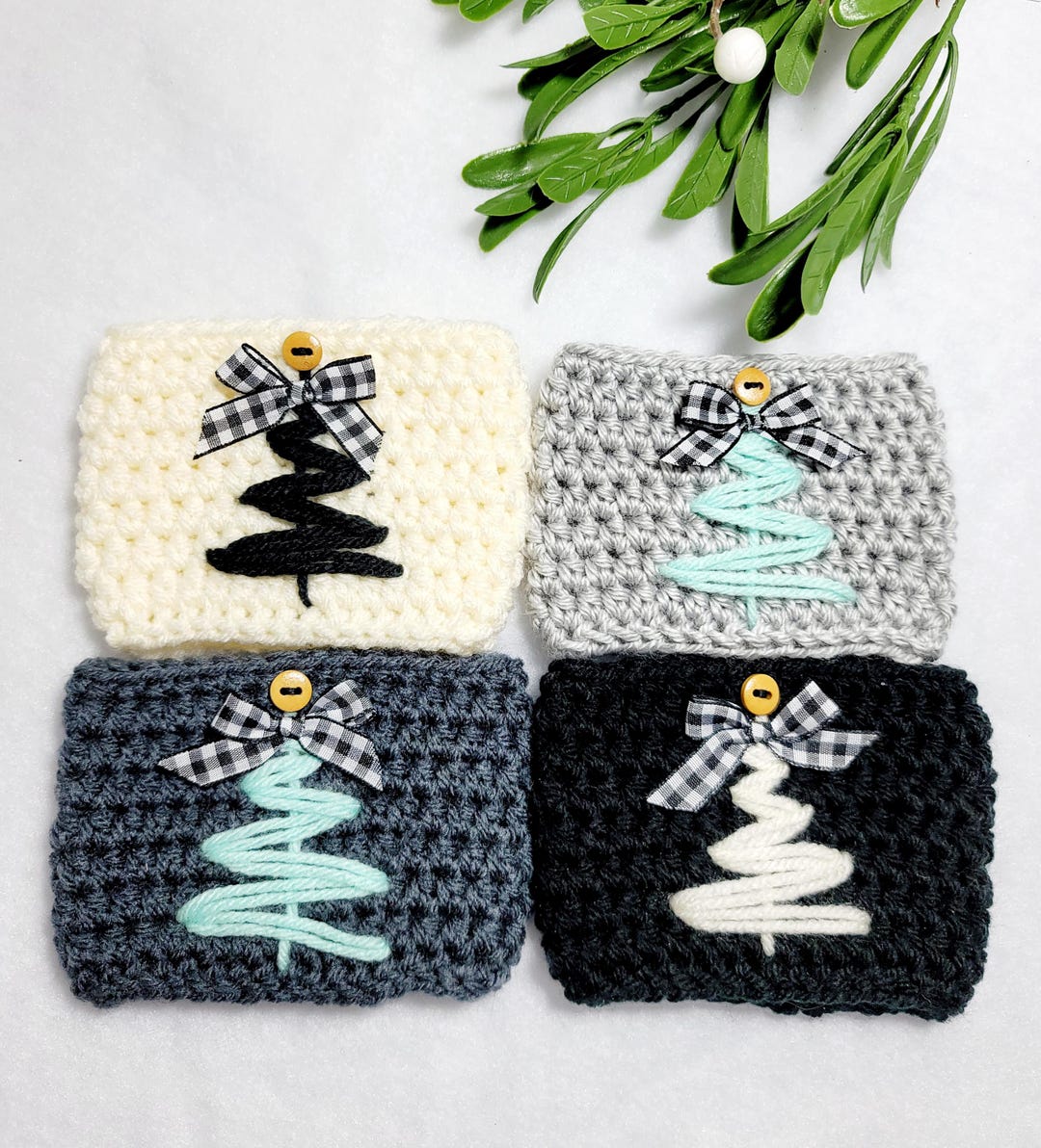 Crochet Christmas Tree Coffee Cup Cozy set of 4 Ready to Ship - Etsy