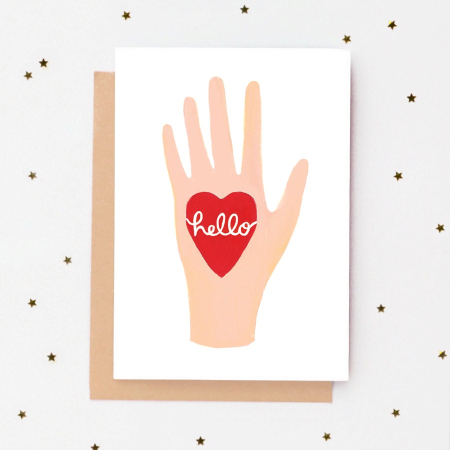Folk 'Hello' Card | Etsy