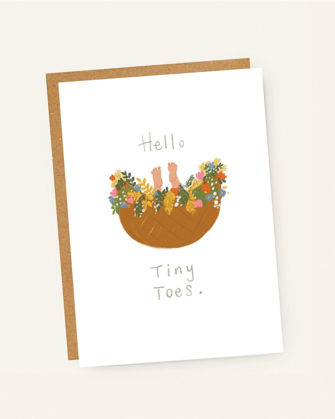 Hello Tiny Toes Baby Card - Etsy