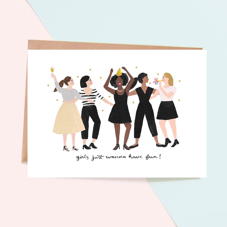 Girls Just Wanna Have Fun Greeting Card - Etsy