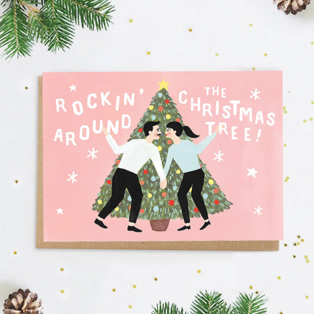 Rockin' Around the Christmas Tree Christmas Card - Etsy