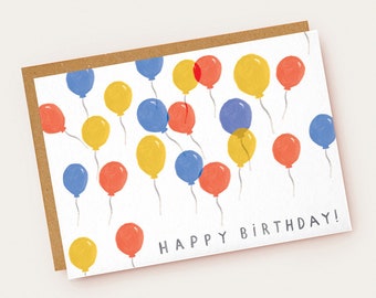 Glitter Birthday Card Set, Happy Birthday Card Set, Set of Balloon ...