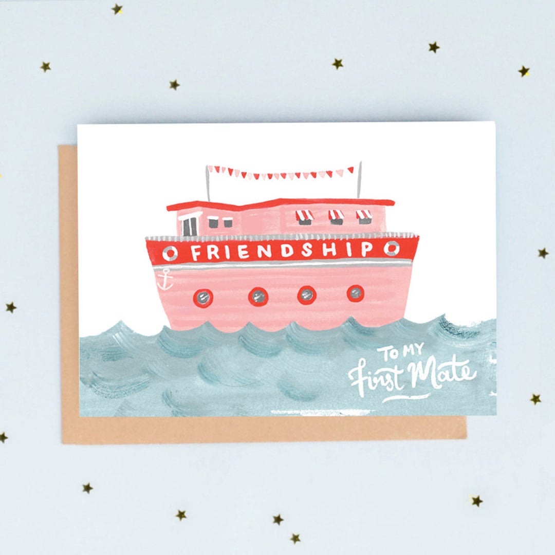 Friend Ship Greeting Card, Valentine's/galentine's Day, Friendship - Etsy