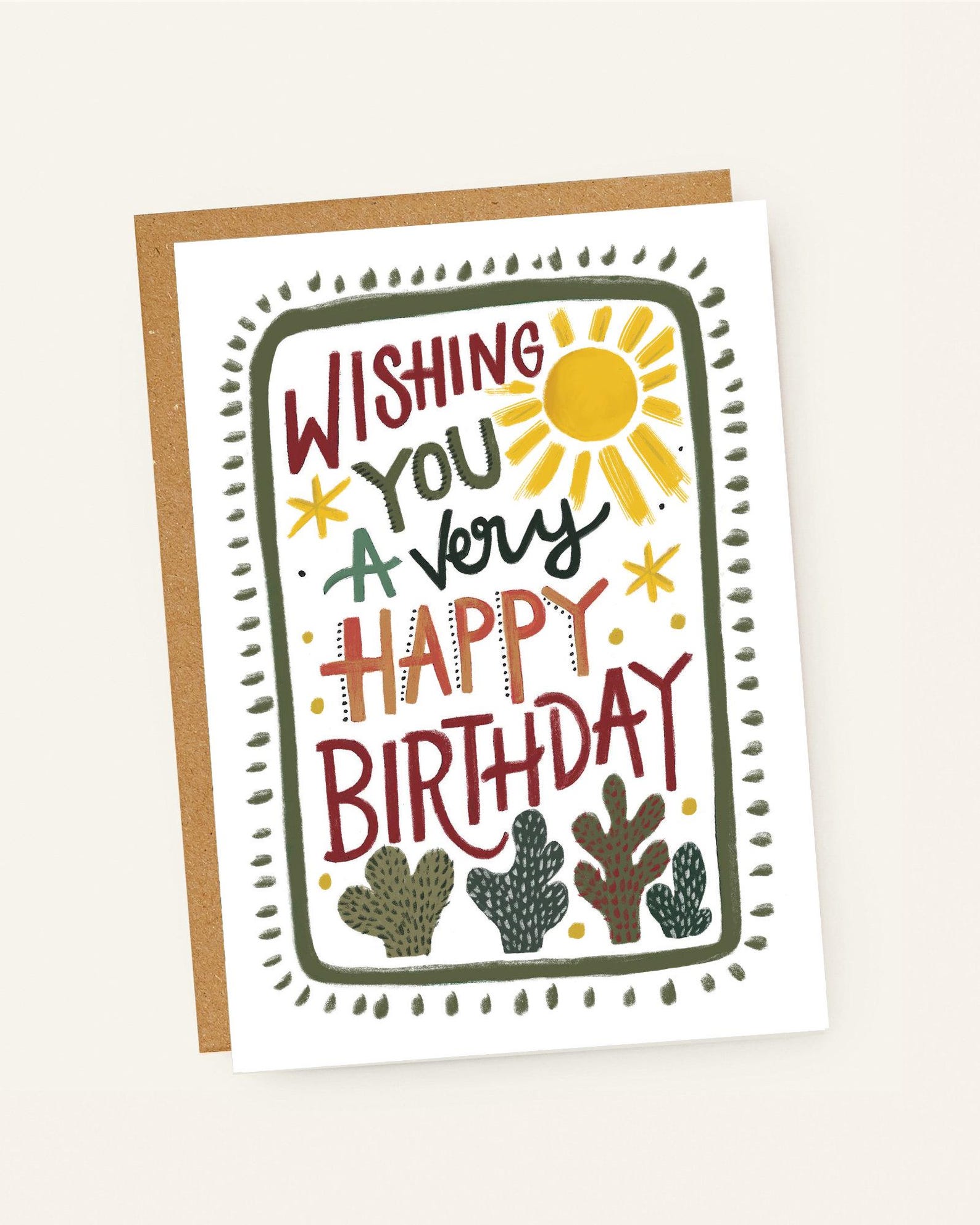 Very Happy Birthday Cactus Card - Etsy