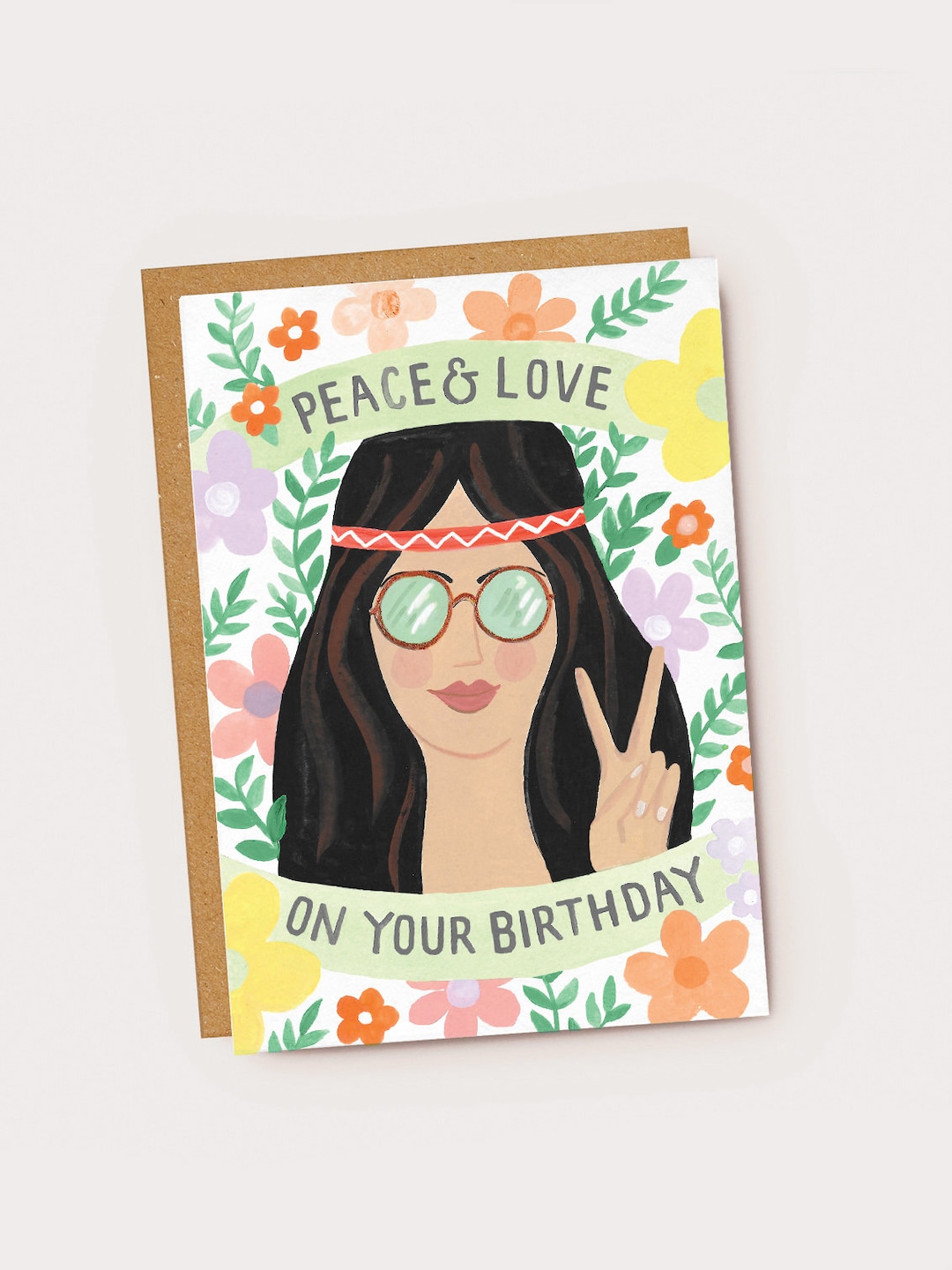 Peace & Love Birthday Card - Etsy