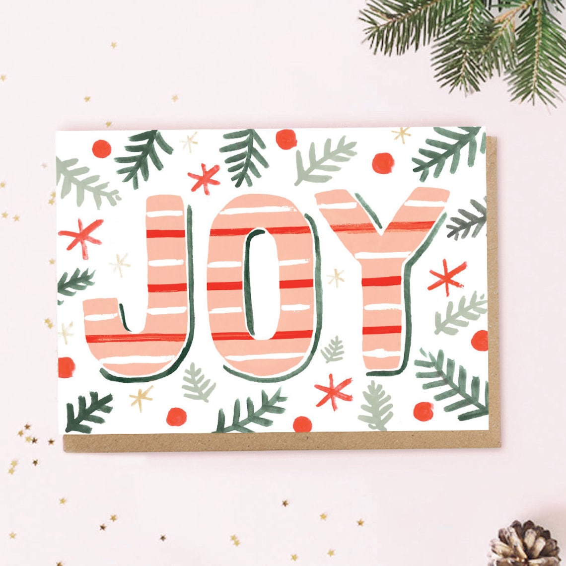 JOY Christmas Greeting Card - Etsy