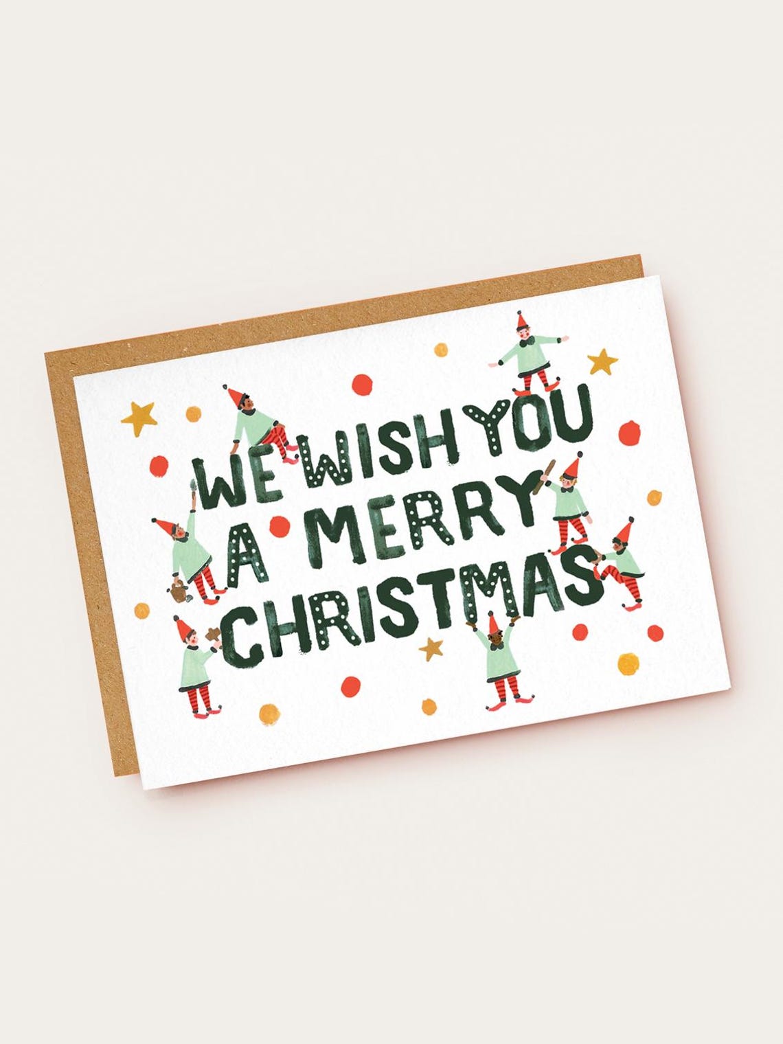 We Wish You A Merry Christmas Playful Elves Christmas Card - Etsy