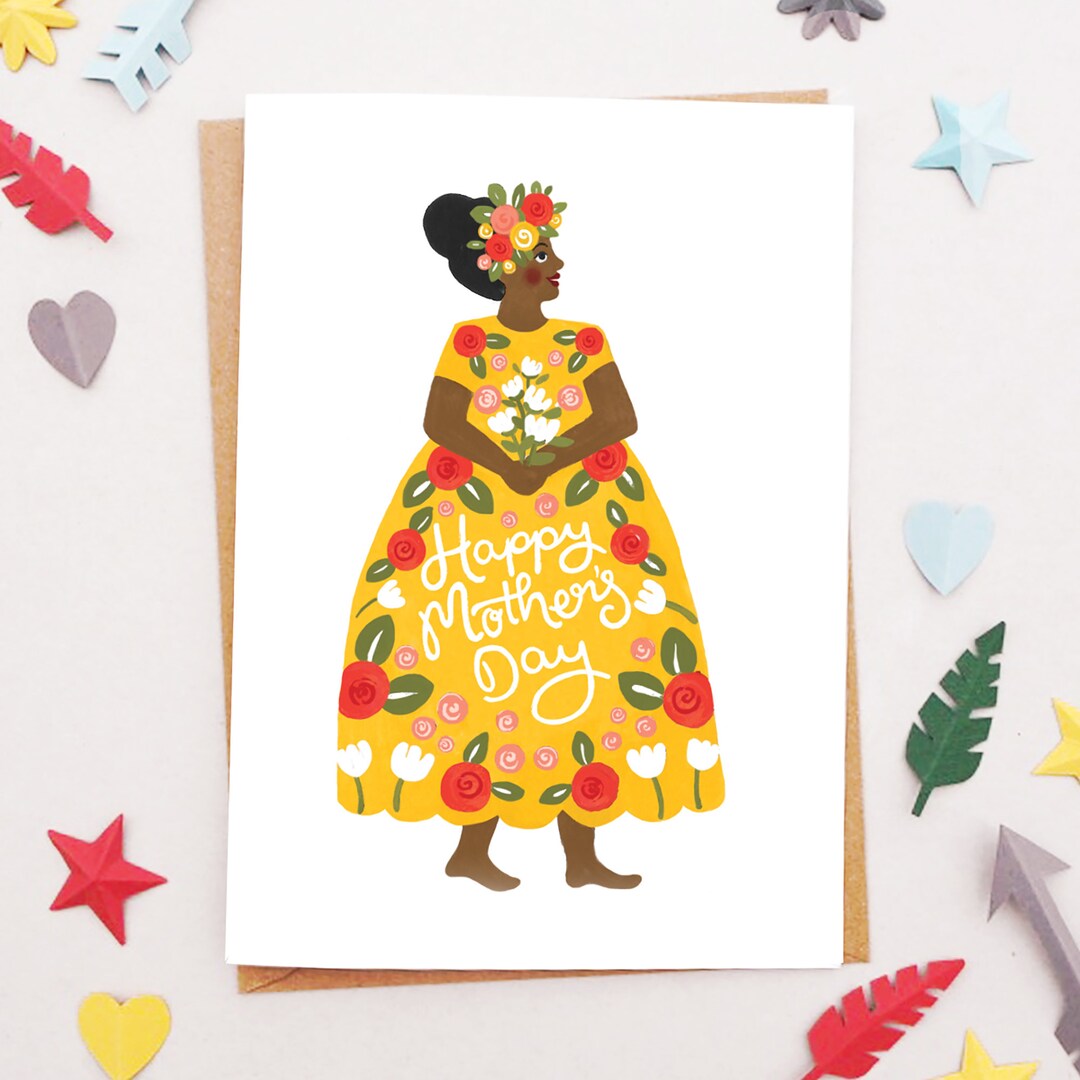 Yellow Floral Mothers Day Card - Etsy