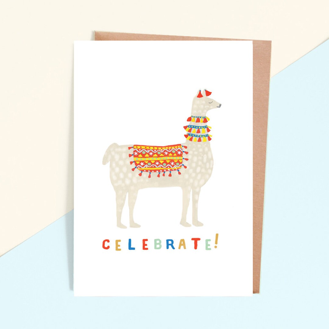 Llama 'celebrate' Card - Etsy