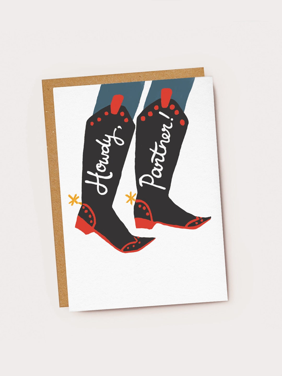 Howdy Partner Boots Card - Etsy