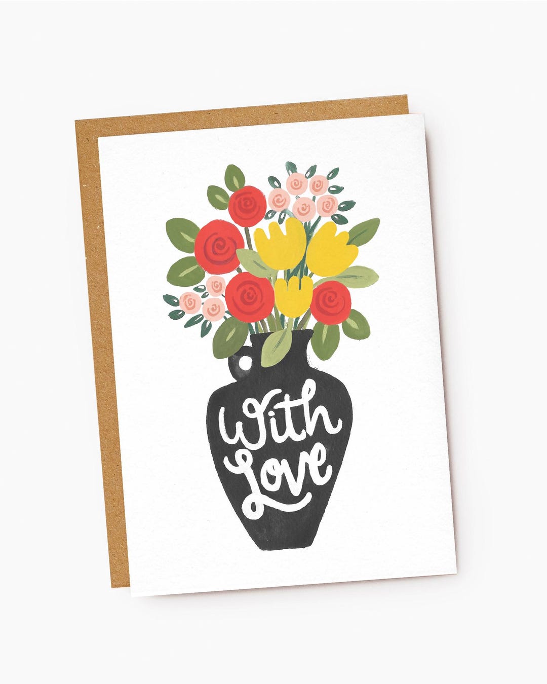 Flower Vase 'with Love' Card - Etsy