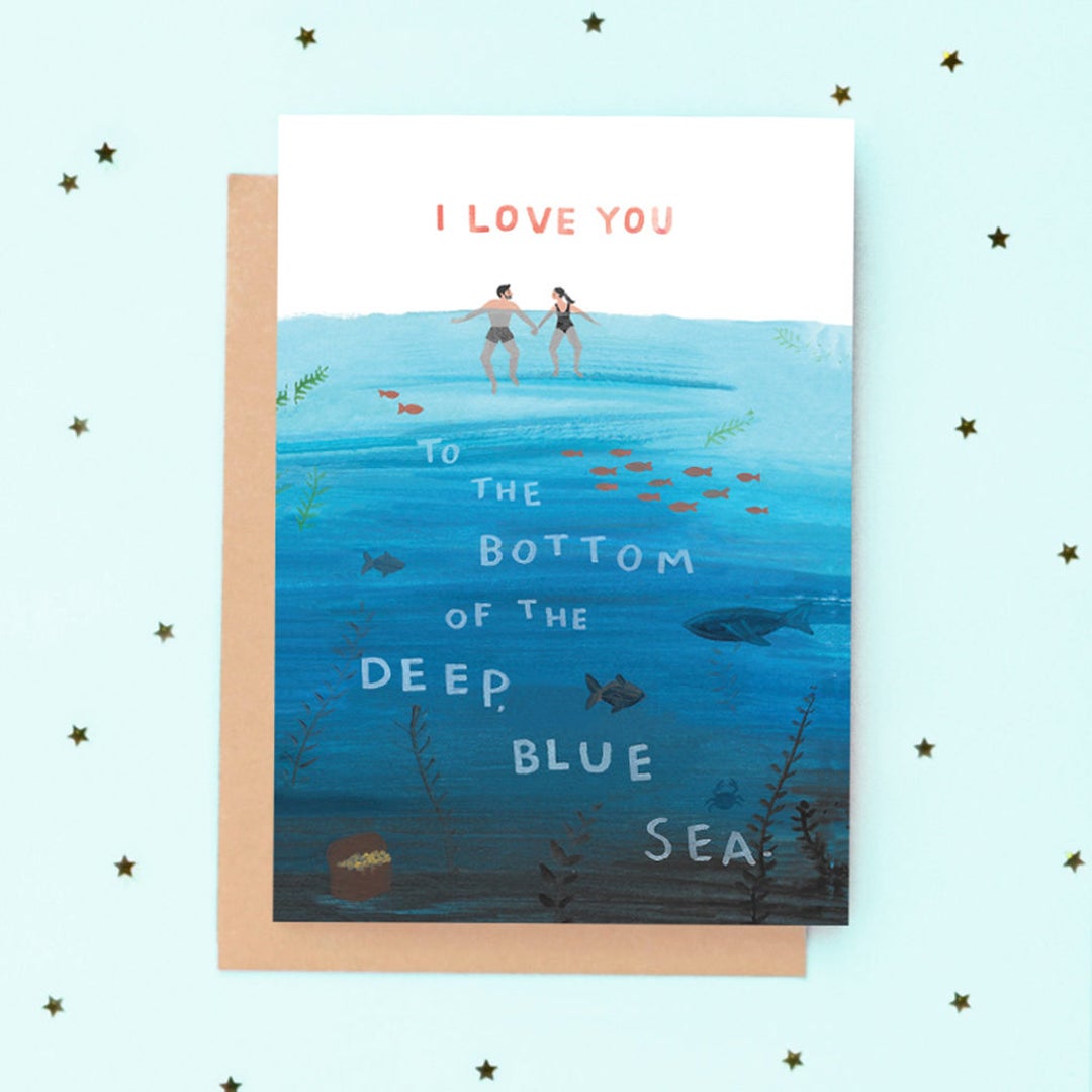 Deep Blue Sea Valentine's Day Card - Etsy
