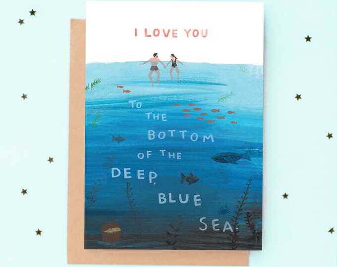 Deep Blue Sea Valentine's Day Card - Etsy
