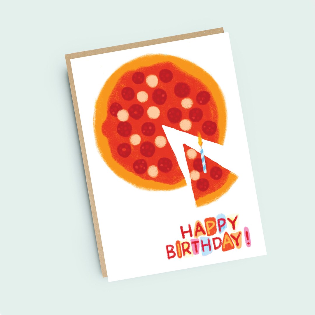 Pizza Birthday Card - Etsy
