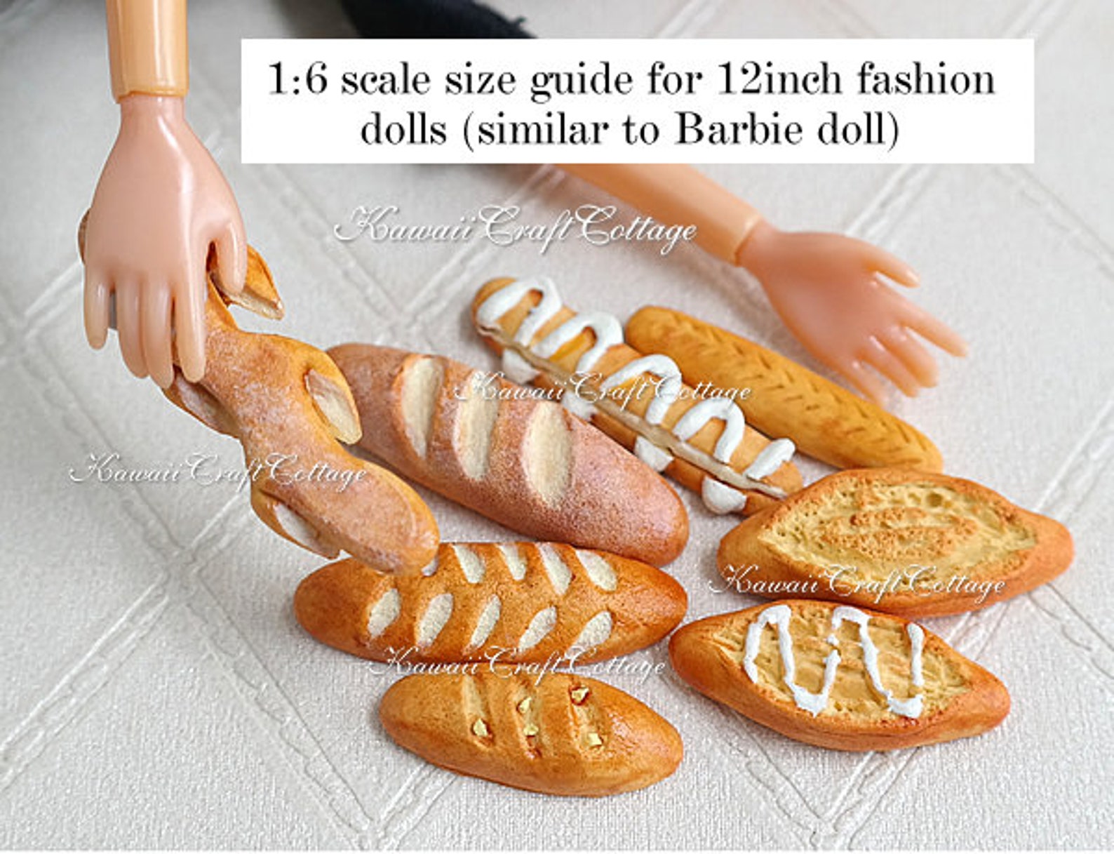6 Miniature Bread Food Bakery Bun Baguette Dolls Fake Clay - Etsy