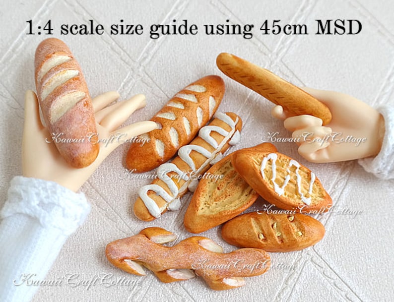 6 Miniature Bread Food Bakery Bun Baguette Dolls Fake Clay - Etsy