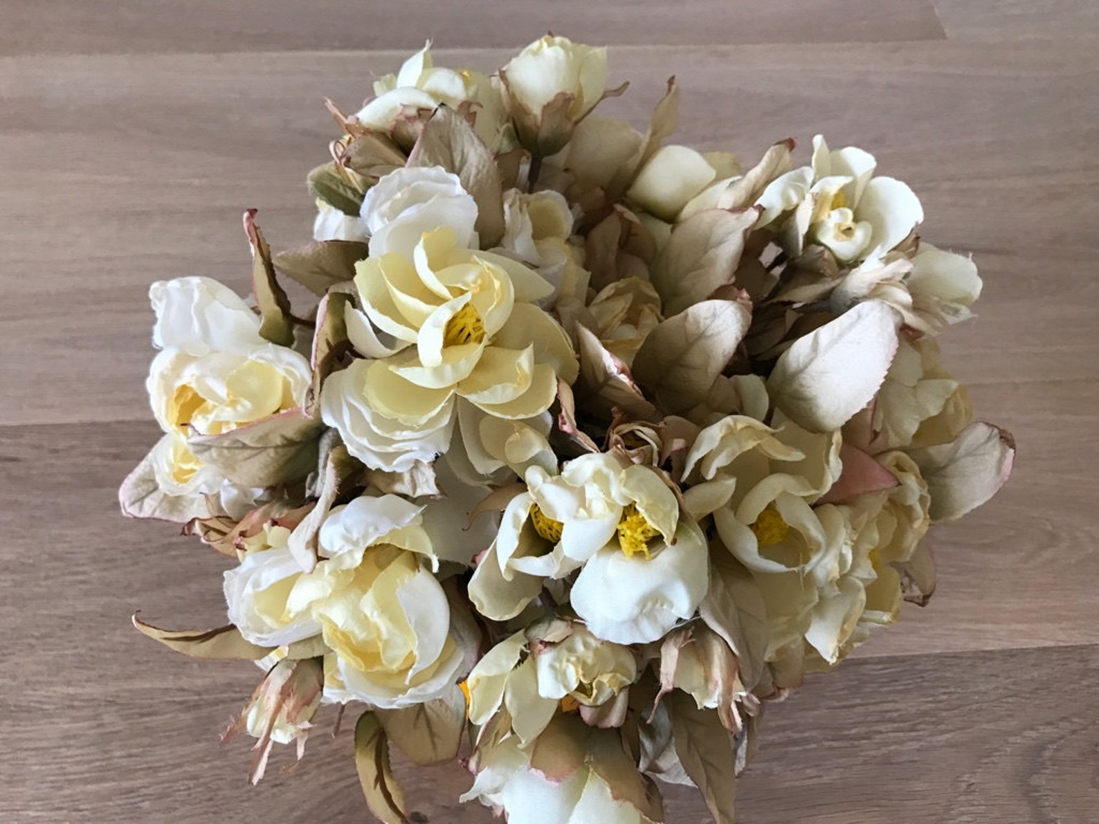 Ivory Cream Roses Bouquet Silk Flowers | Etsy