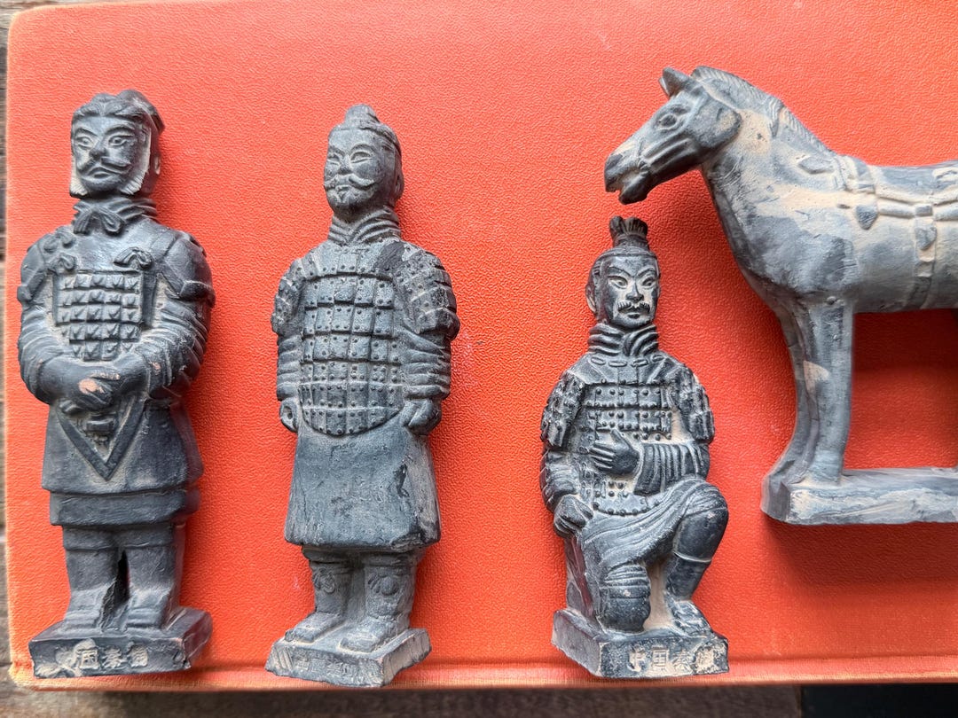 Vintage Chinese Terracotta Army. Boxed Set of 4 Chinese Terracotta Qin ...