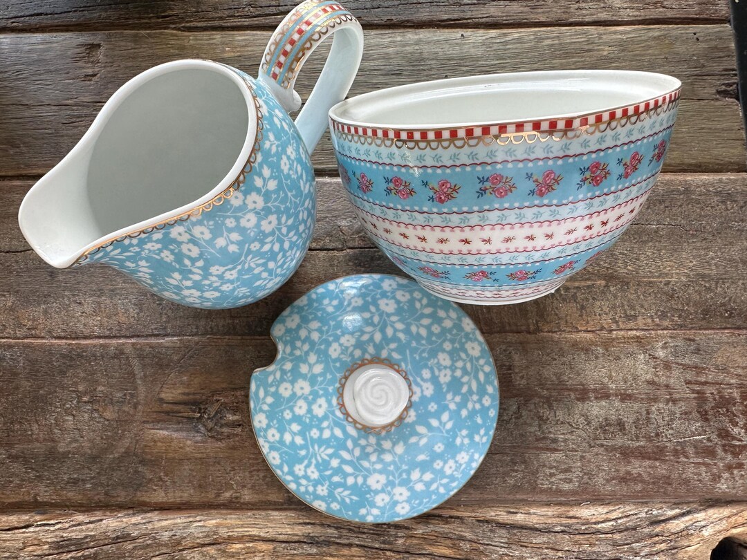 Pip Studio Milk Jug and Sugar Bowl Set – Floral Blue Design - Etsy