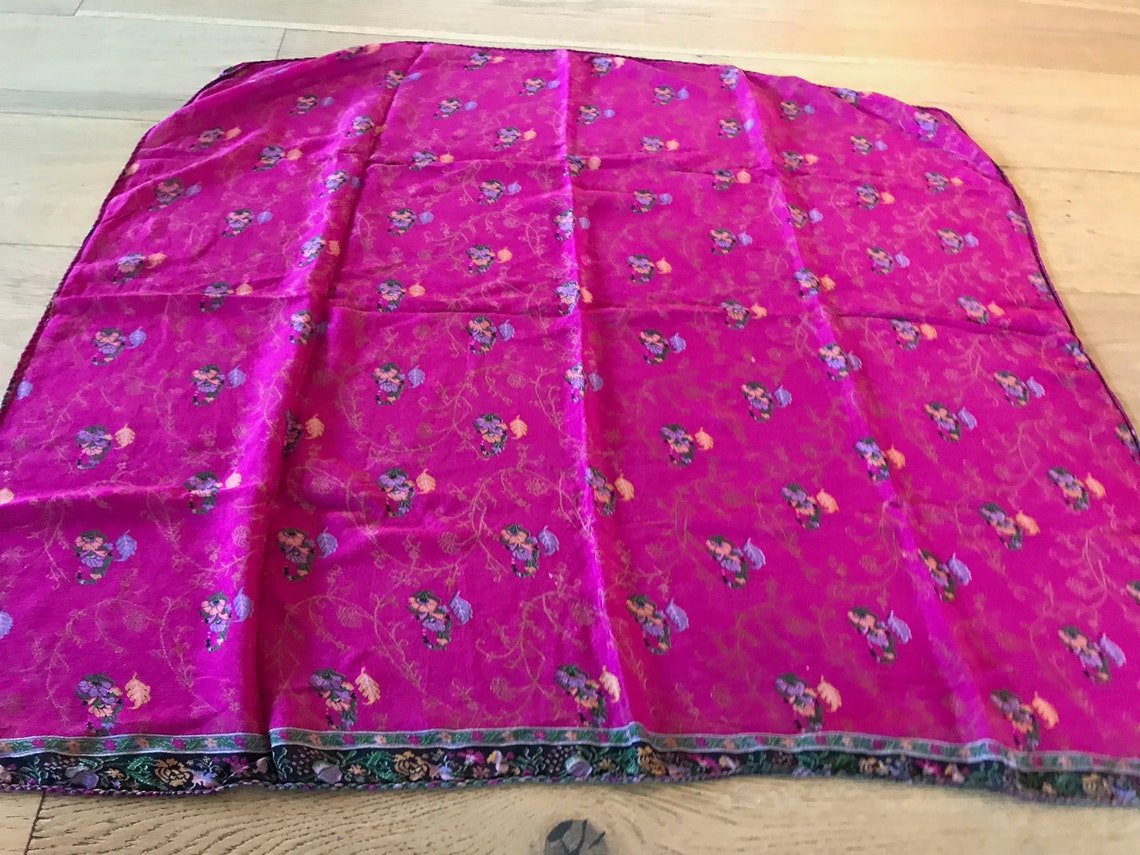 Vintage Pink and Gold Scarf 31 x 34 | Etsy