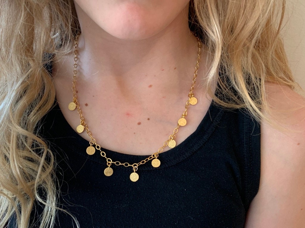 Stunning Gold Coin Necklace Gold Disc Necklace | Etsy