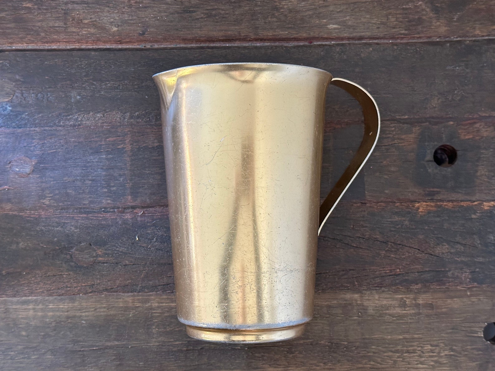 Vintage Sunburst Rose Gold Metal Pitcher - Vintage Aluminum Pitcher ...