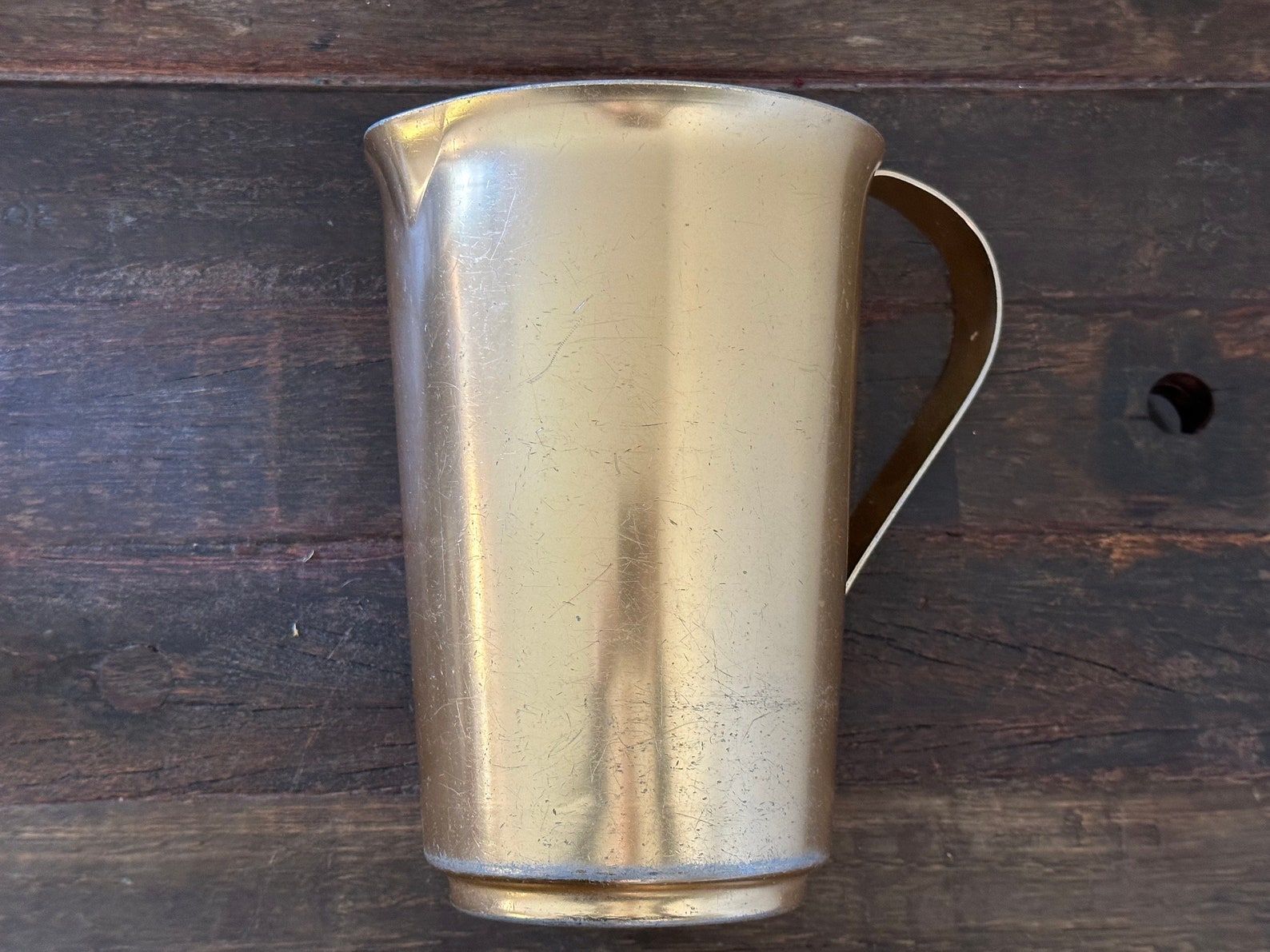 Vintage Sunburst Rose Gold Metal Pitcher - Vintage Aluminum Pitcher ...