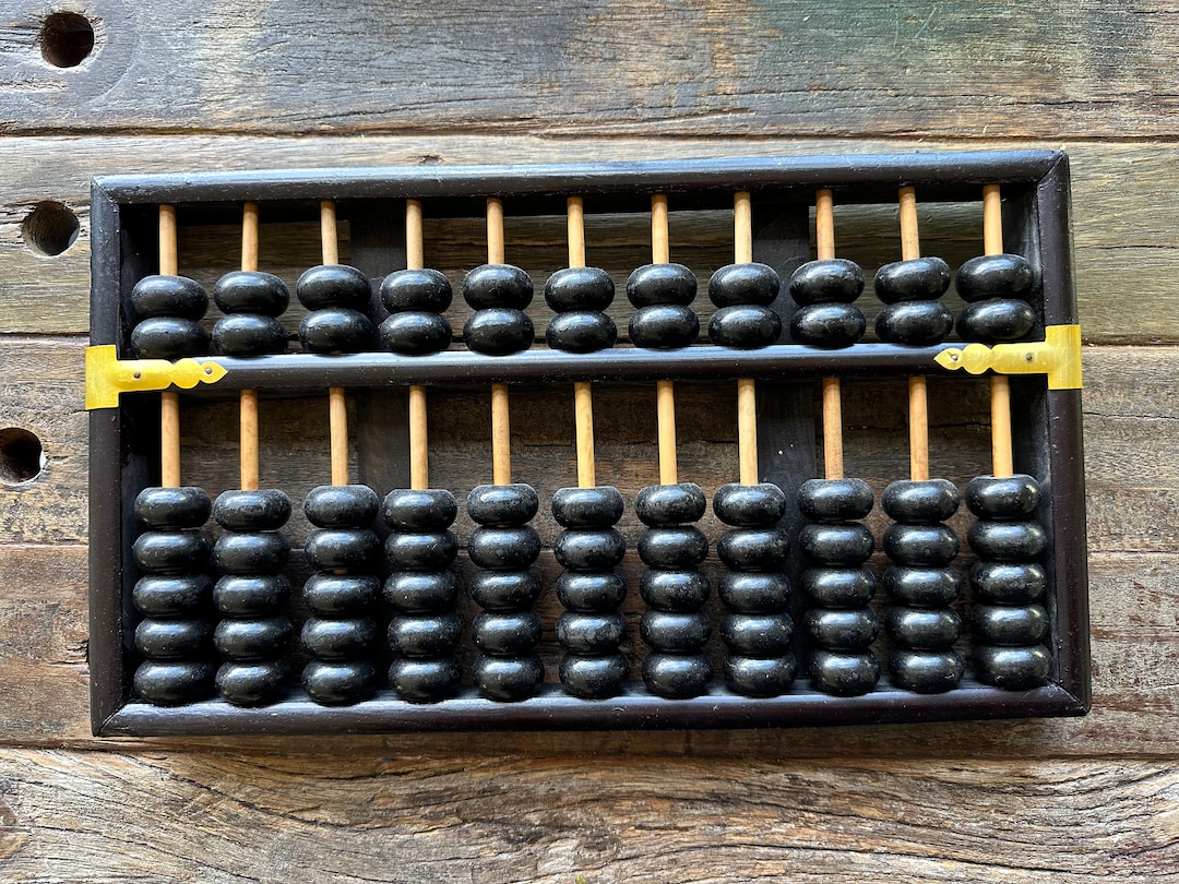Desktop Abacus Chinese Calculator Black Ebony Wood Finish With Gold ...
