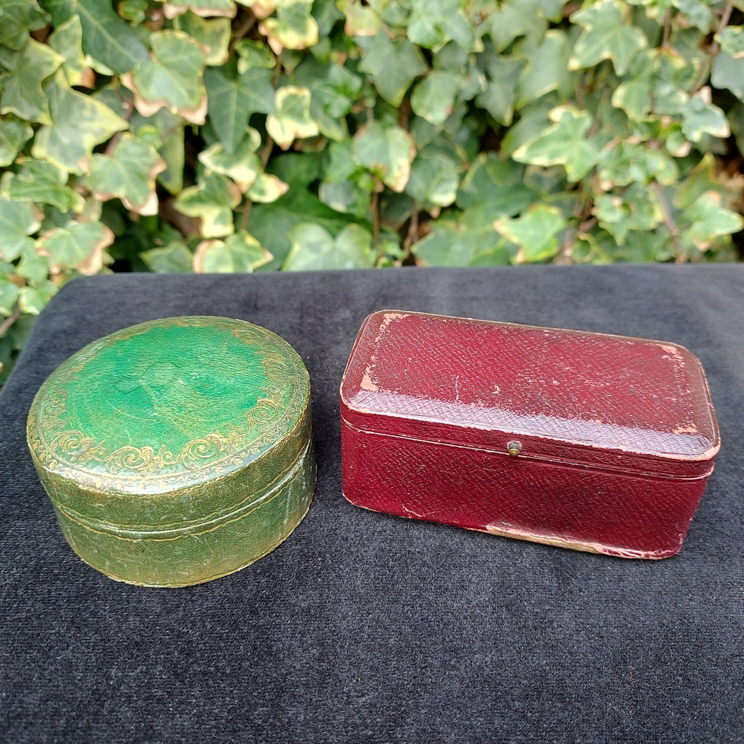 Antique Italian Leather Trinket Boxes - Etsy